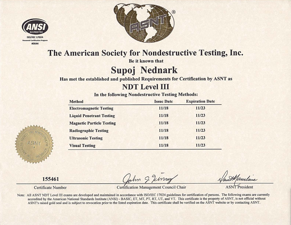 Certificate – DNT INSPECTION SERVICE